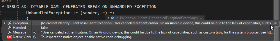 Closing the sign in window of AadLogin control causes unhandled exception · Issue #22 ...