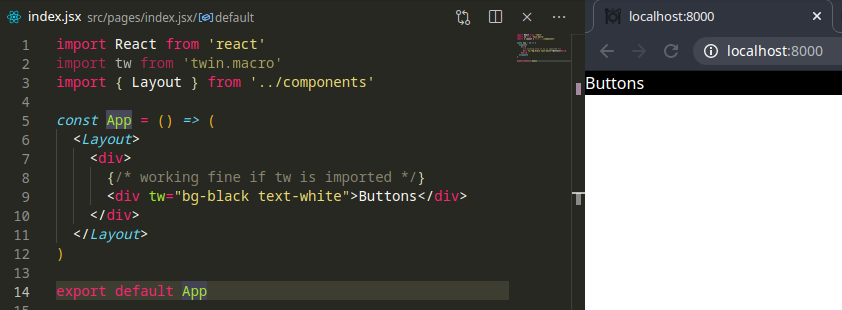 tw prop is not working without css prop on tsx files · Issue #271 · ben-rogerson/twin.macro · GitHub