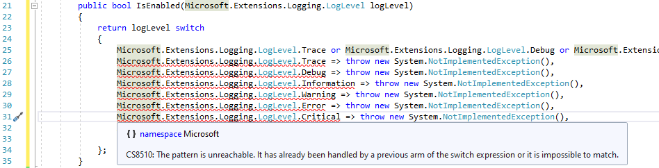 "IDE0072: Populate switch" showing up on complete switch expression · Issue #48876 · dotnet ...