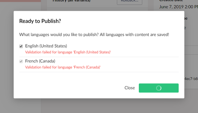 umb-button shows progress status forever after Save and Publish when creating a new content that ...