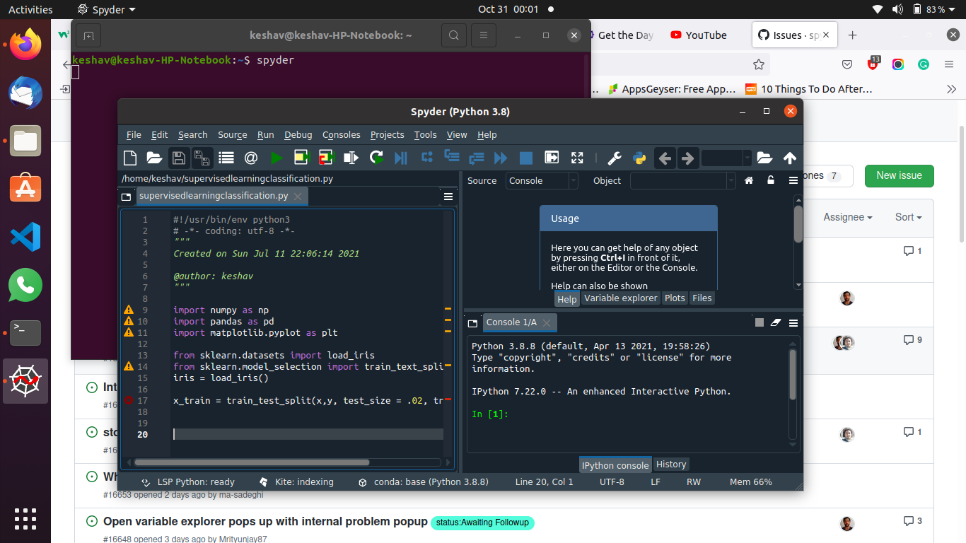 Spyder not available in search always need to use the terminal to open ...