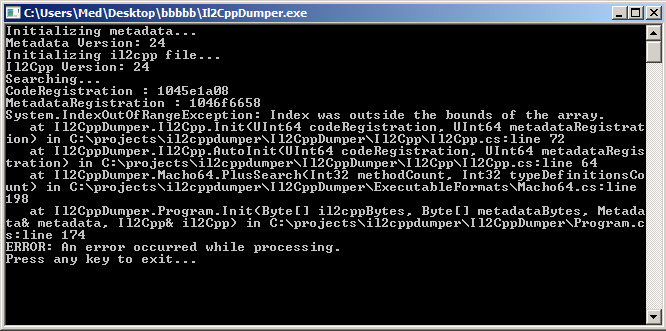 Error : Index was outside the bound of the array. · Issue #297 · Perfare/Il2CppDumper · GitHub