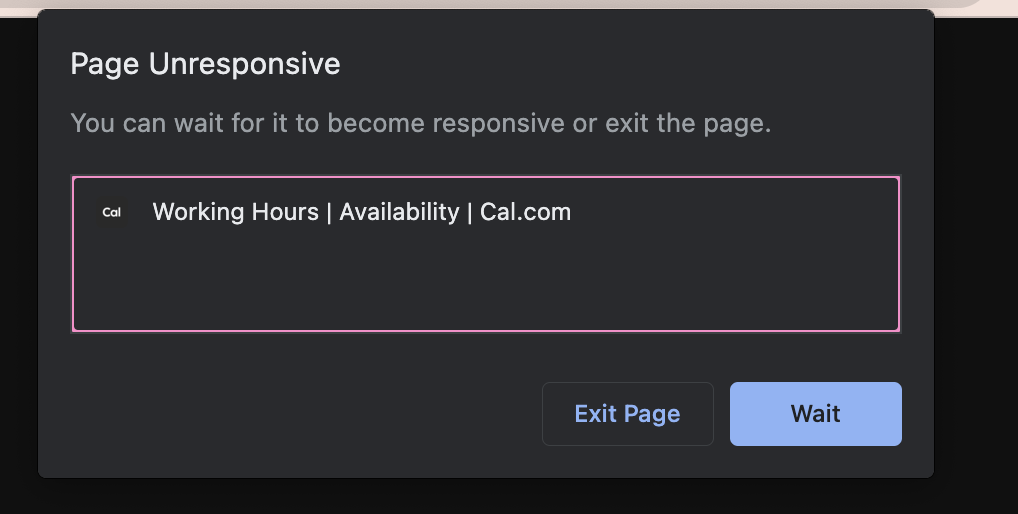 Browser Page Crashing When Trying to Update Availability · Issue #12059 · calcom/cal.com · GitHub