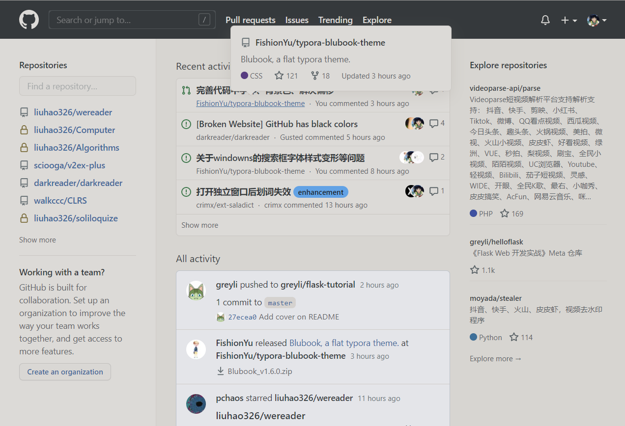 [Broken Website] GitHub has black colors · Issue #4225 · darkreader/darkreader · GitHub