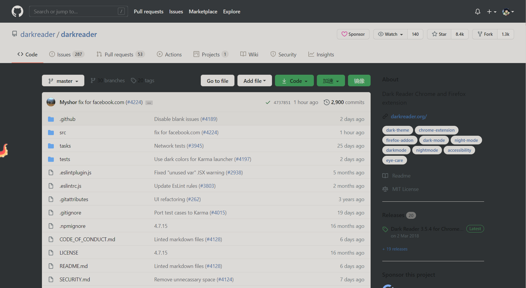 [Broken Website] GitHub has black colors · Issue #4225 · darkreader/darkreader · GitHub