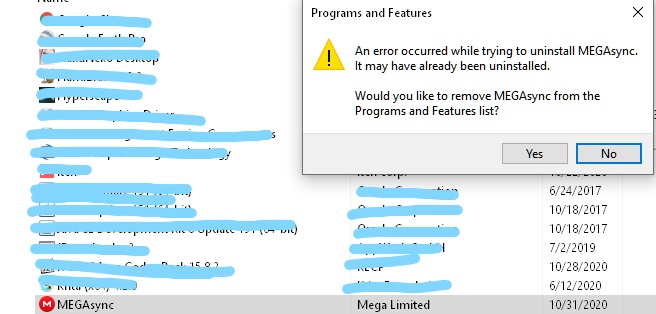 Can't Uninstall on Windows 10 · Issue #507 · meganz/MEGAsync · GitHub