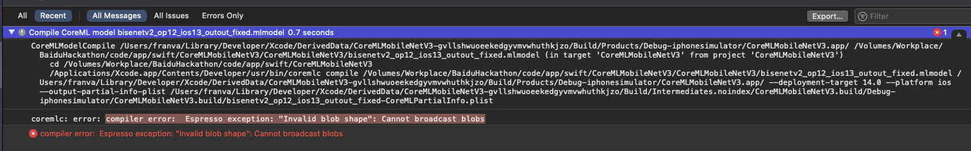 compiler error: Espresso exception: "Invalid blob shape": Cannot broadcast blobs · Issue #1429 ...