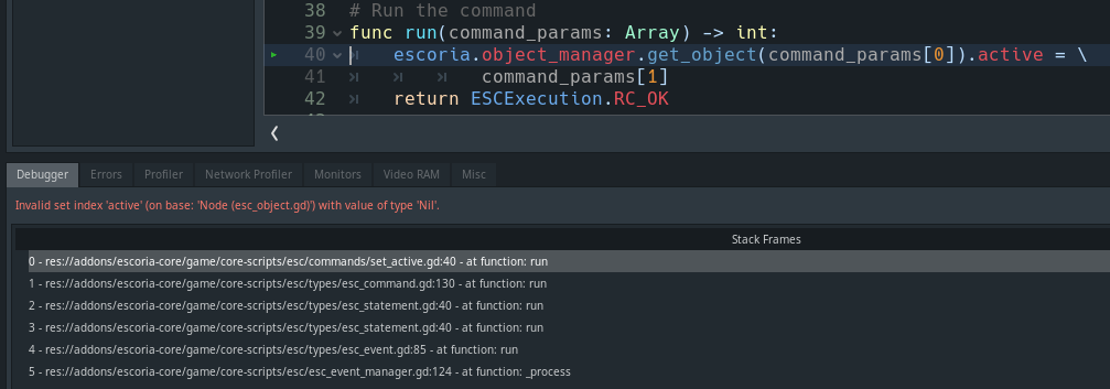 set_active command without a second parameter crashes without logging ...