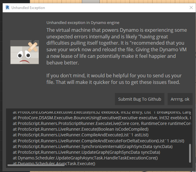 Unhandled Exception in Dynamo Engine · Issue #9783 · DynamoDS/Dynamo · GitHub