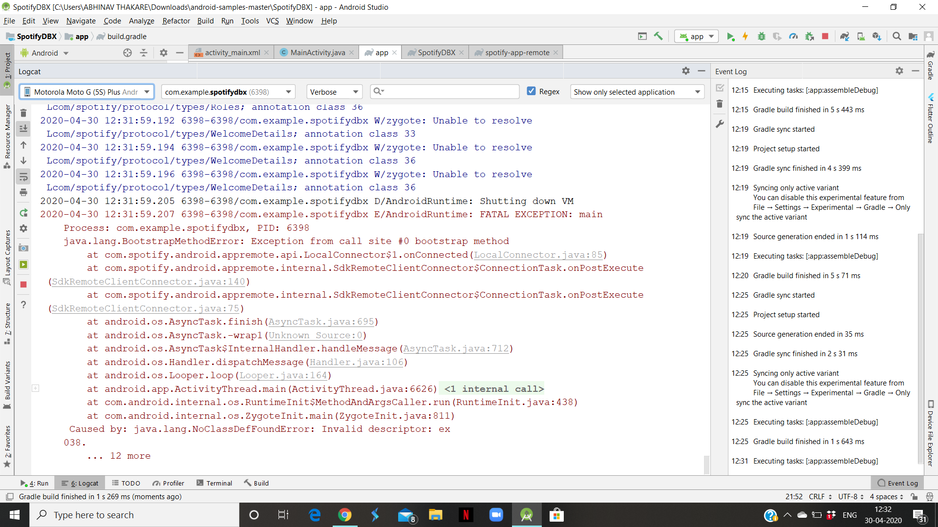 BootstrapMethodError even after changing JAVA Version to 8 · Issue #245 · spotify/android-sdk ...