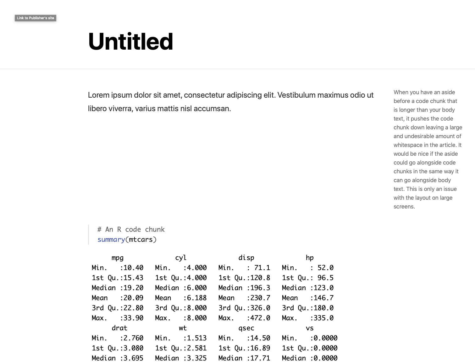Asides push code chunks down in large screen layout · Issue #419 · rstudio/distill · GitHub
