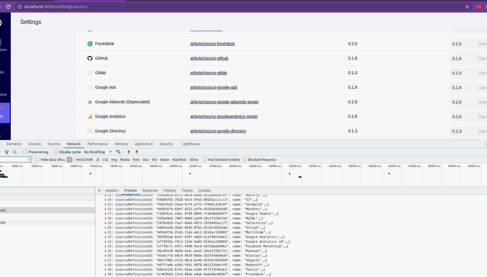 UI is not getting new sources in setting page · Issue #5657 · airbytehq/airbyte · GitHub