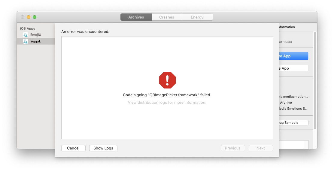 Code signing "QBImagePicker.framework" failed · Issue #902 · ivpusic/react-native-image-crop ...