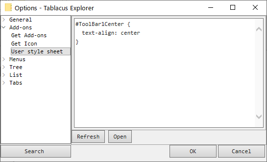 How to center the toolbar · Issue #376 · tablacus/TablacusExplorer · GitHub