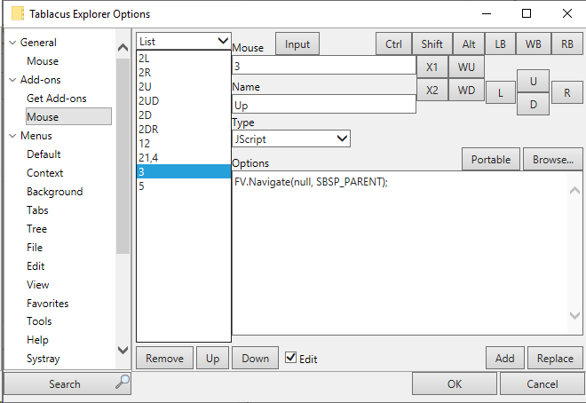 Question: Remapping default mouse/keyboard actions · Issue #194 · tablacus/TablacusExplorer · GitHub