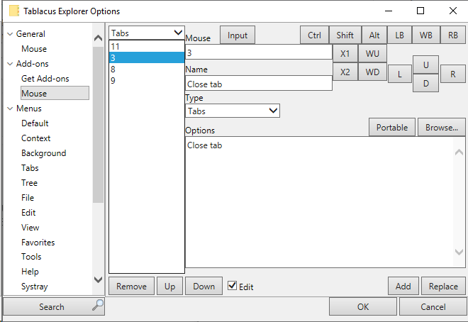 Question: Remapping default mouse/keyboard actions · Issue #194 · tablacus/TablacusExplorer · GitHub