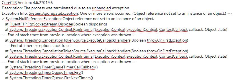 System.NullReferenceException: Object reference not set to an instance of an object. at ...