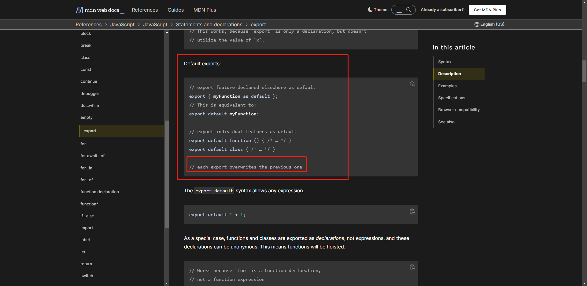 Default exports do not overwrite each other · Issue #22389 · mdn/content · GitHub