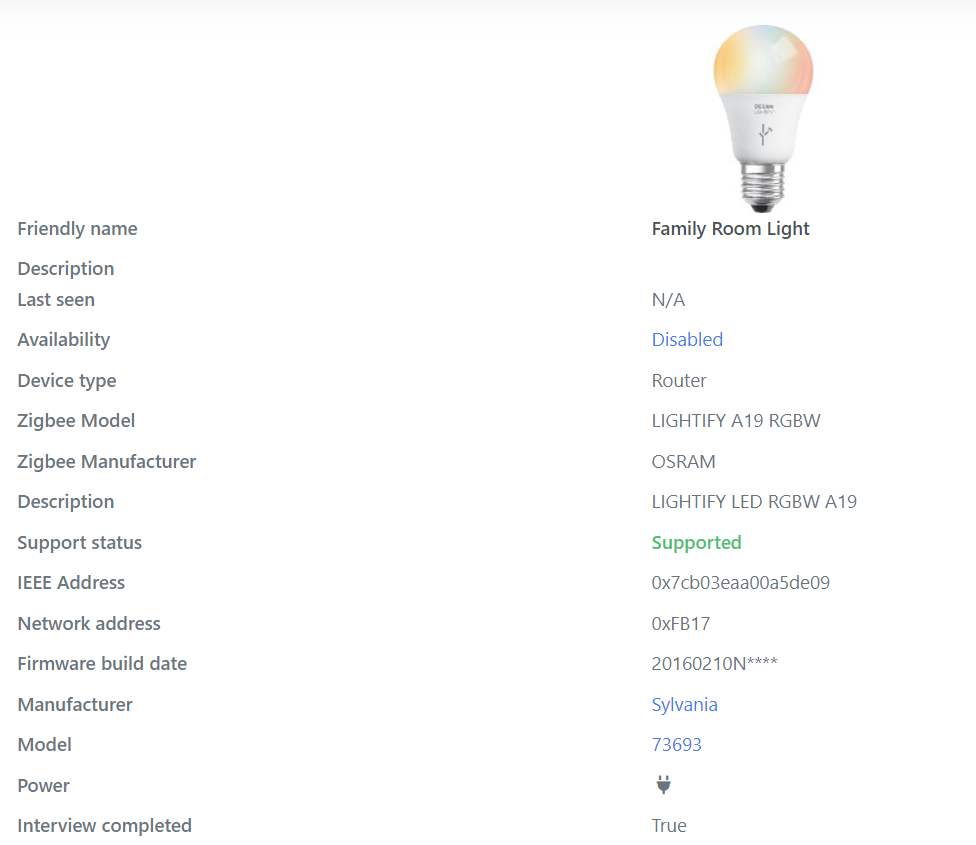 Problem Updating Sylvania Smart+ A19 RGBW Firmware Model 73693 · Issue #14901 · Koenkk ...