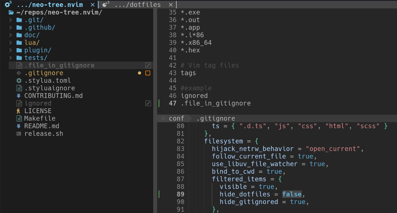 Handle files in .git/info/exclude like files .gitignore · Issue #226 · nvim-neo-tree/neo-tree ...