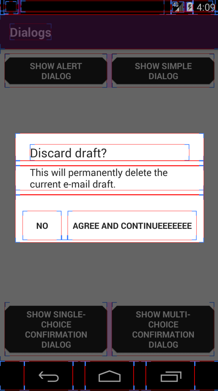 [Alert Dialog] Padding added on bottom when the positive button's text is a little long · Issue ...