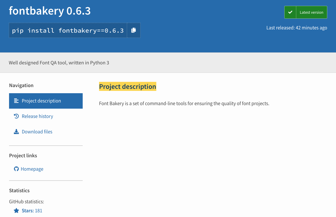 PyPI needs a more detailed project description · Issue #2225 · fonttools/fontbakery · GitHub