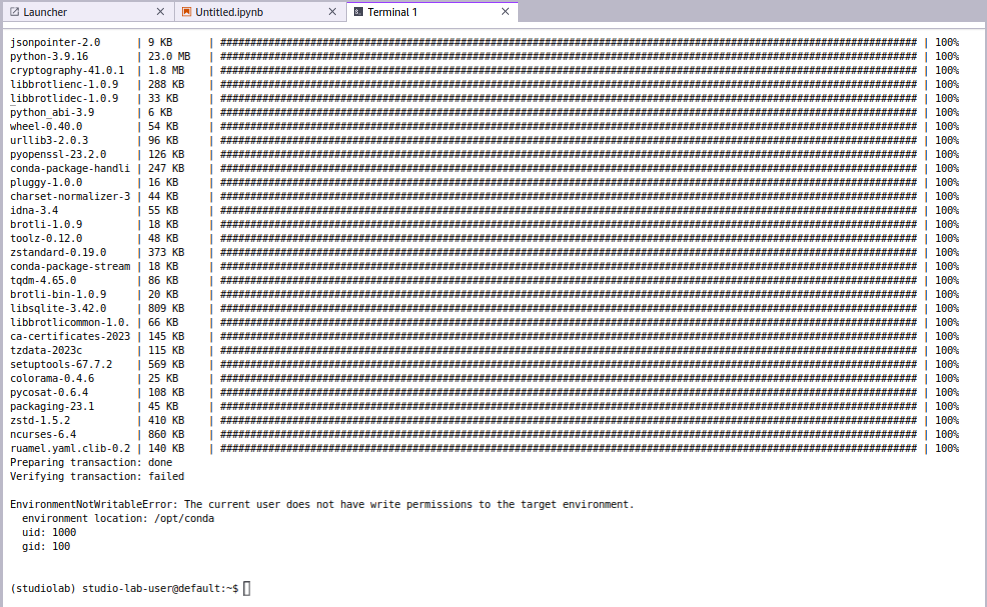No evironment write permissions on Free SageMaker Studio Lab Account · Issue #220 · aws/studio ...