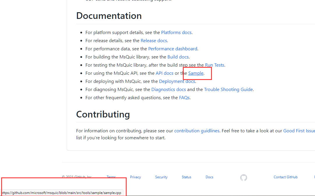 404 occours with https://github.com/microsoft/msquic/blob/main/src/tools/sample/sample.cpp ...