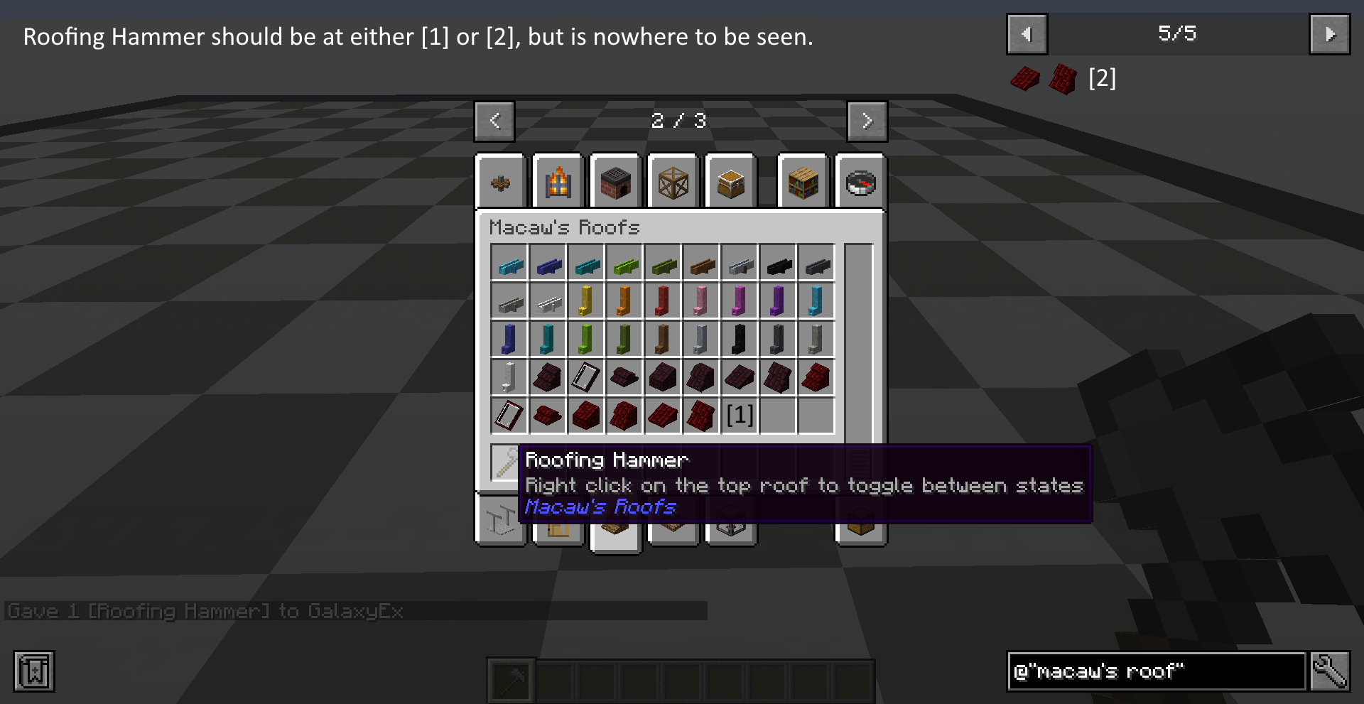 [Macaw's Roofs] Roofing Hammer can't be found in creative inventory or JEI interface · Issue ...