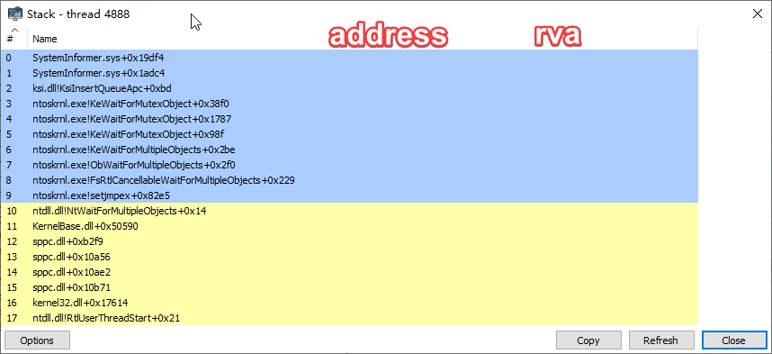 display the rva of the stack address and the unnamed address in the thread stack window · Issue ...