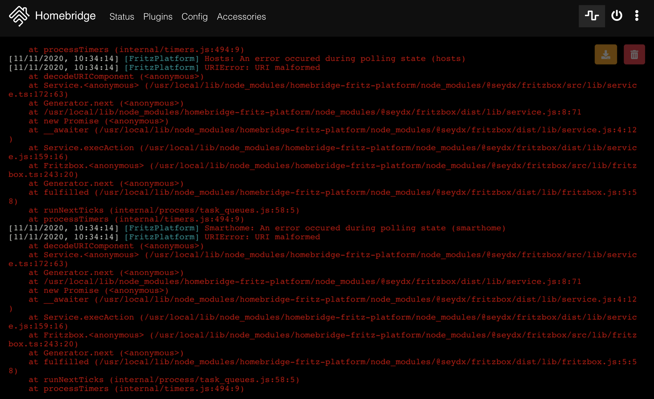 Error when poling 'URIError: URI malformed at decodeURIComponent ( )' · Issue #110 · seydx ...