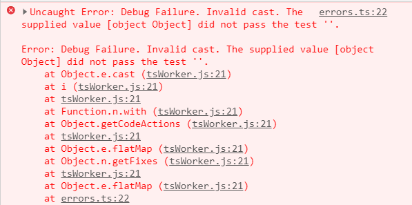 setSelection: I get a Worker thread error on console when setting ...