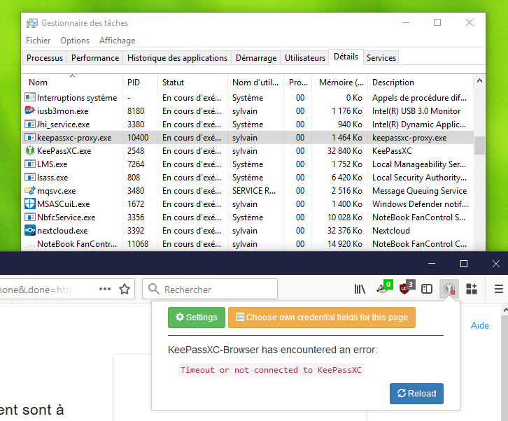 Timeout or not connected to KeePassXC (Windows 7 & 10, chrome & firefox) · Issue #75 ...
