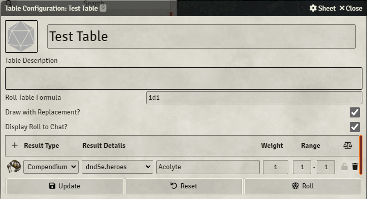 Cannot add compendium items to rollable tables · Issue #1730 · foundryvtt/dnd5e · GitHub