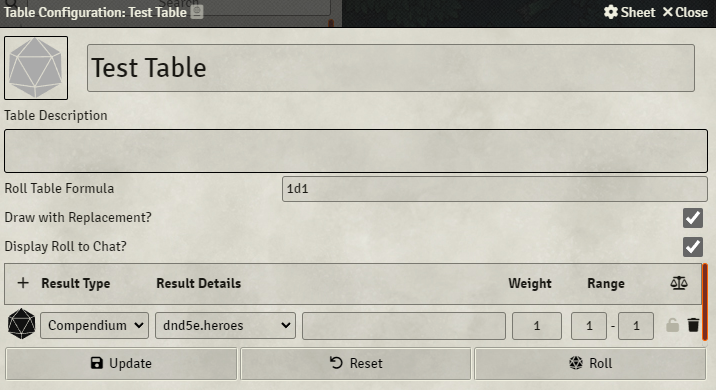 Cannot add compendium items to rollable tables · Issue #1730 · foundryvtt/dnd5e · GitHub
