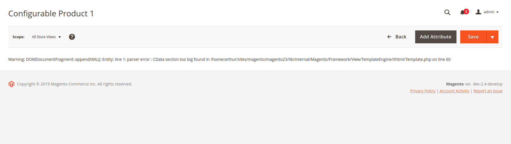 Cdata Section Too Big Error While Accessing Configurable Product In Backend · Issue 7658 