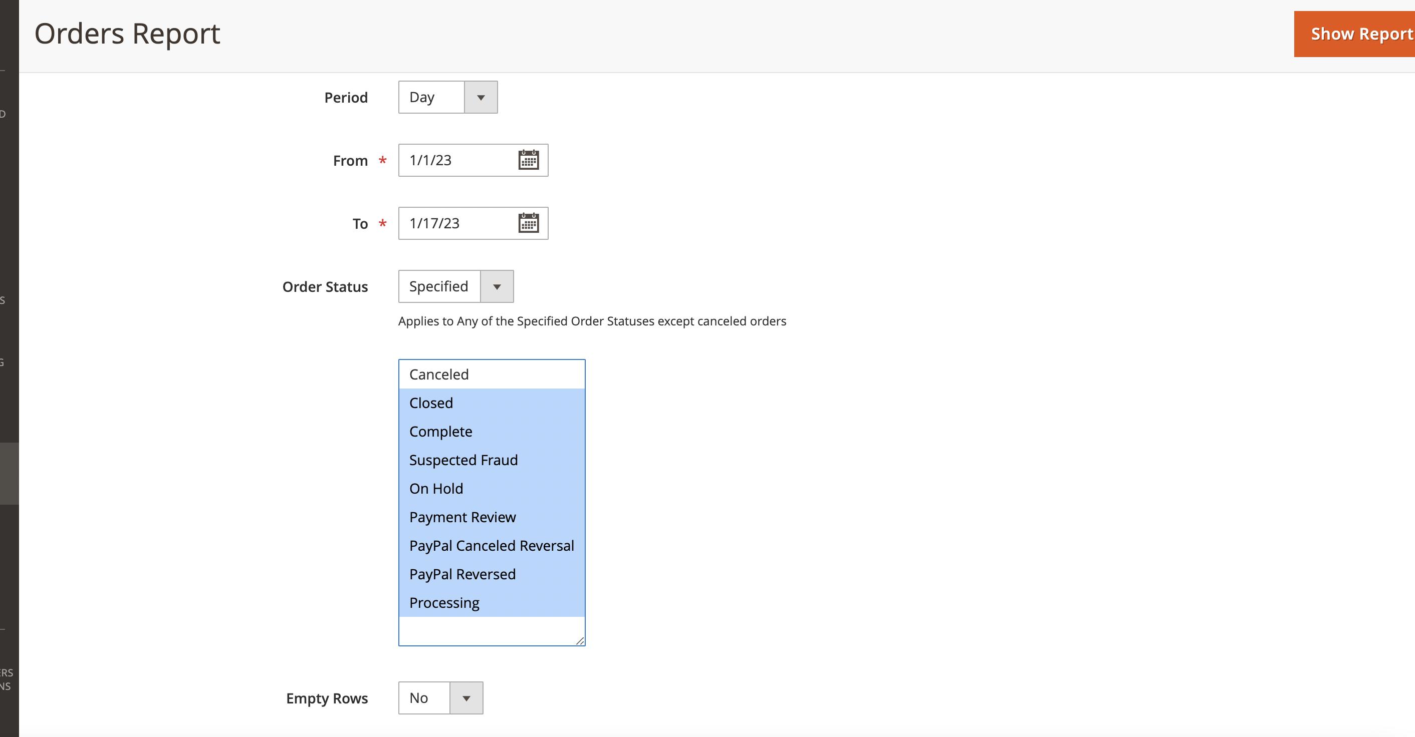 Order status not selected while search in order report · Issue #36746 · magento/magento2 · GitHub