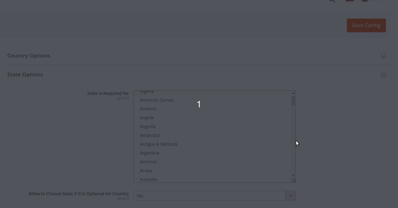 Region selector disabled when all countries set to region optional and ...