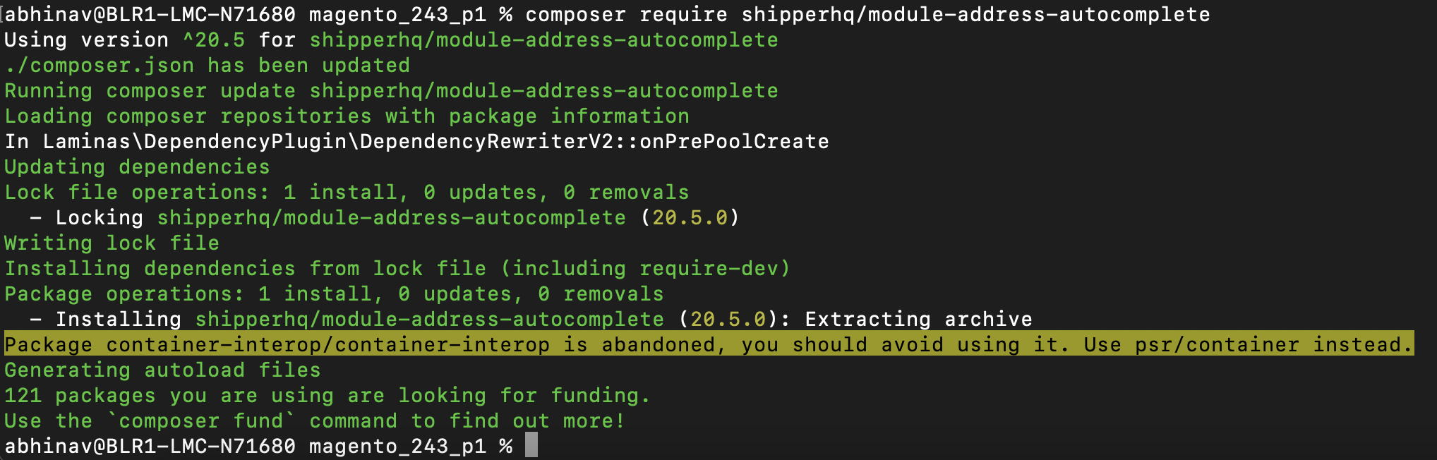 Dependency version audit plugin doesn't respect locked versions (magento/composer-dependency ...