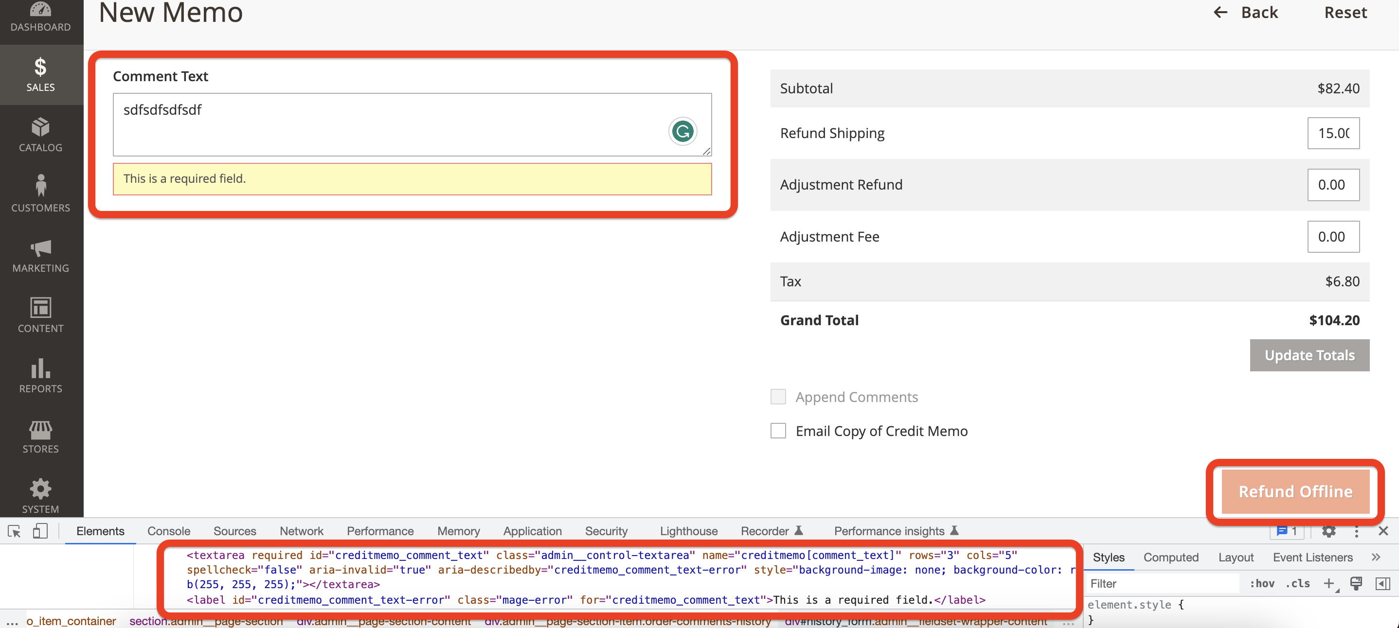 Fields validation on creditmemos · Issue #37182 · magento/magento2 · GitHub