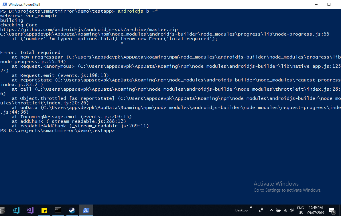 New Builder Not Generating Any Project · Issue 42 · Android Js Androidjs · Github