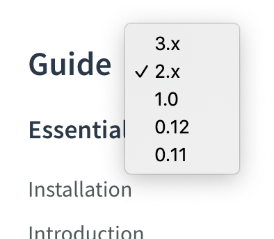 Put the Vue version number in the Doc page header. · Issue #1292 · vuejs/docs · GitHub
