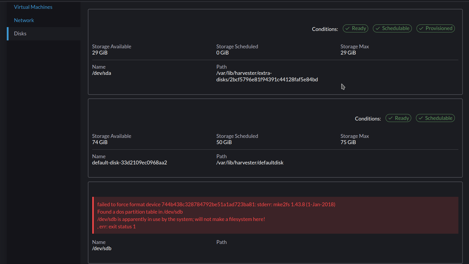 Feature Display Disks Error Message As Notification · Issue 2682 · Harvesterharvester · Github