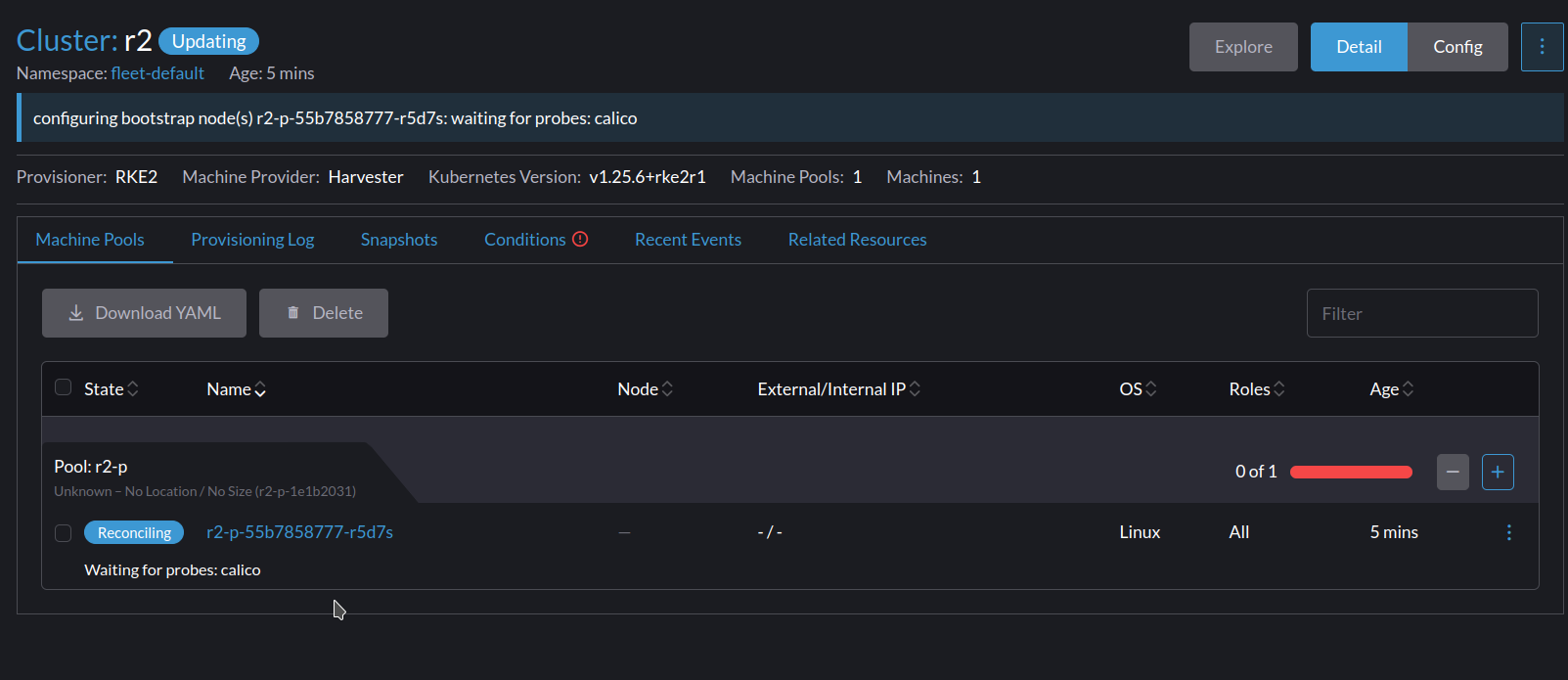 [BUG] RKE2 stuck in creating (2 NICs) nodes with error: flags provided: missing section: network ...