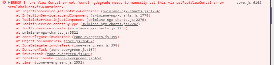 Error: View Container not found! ngUpgrade needs to manually set this via setRootViewContainer ...