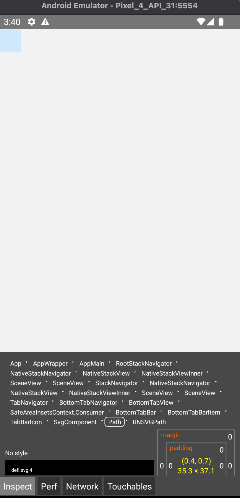 If You Do {display None } On Tab Screen There Is An Invisible Back Button At The Top Left Of