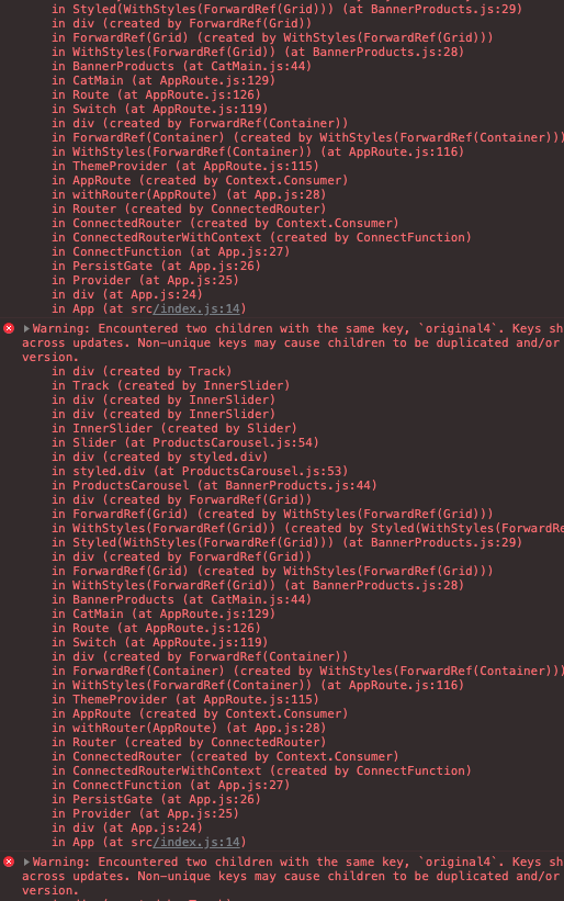 Encountered two children with the same key warning · Issue #310 · akiran/react-slick · GitHub