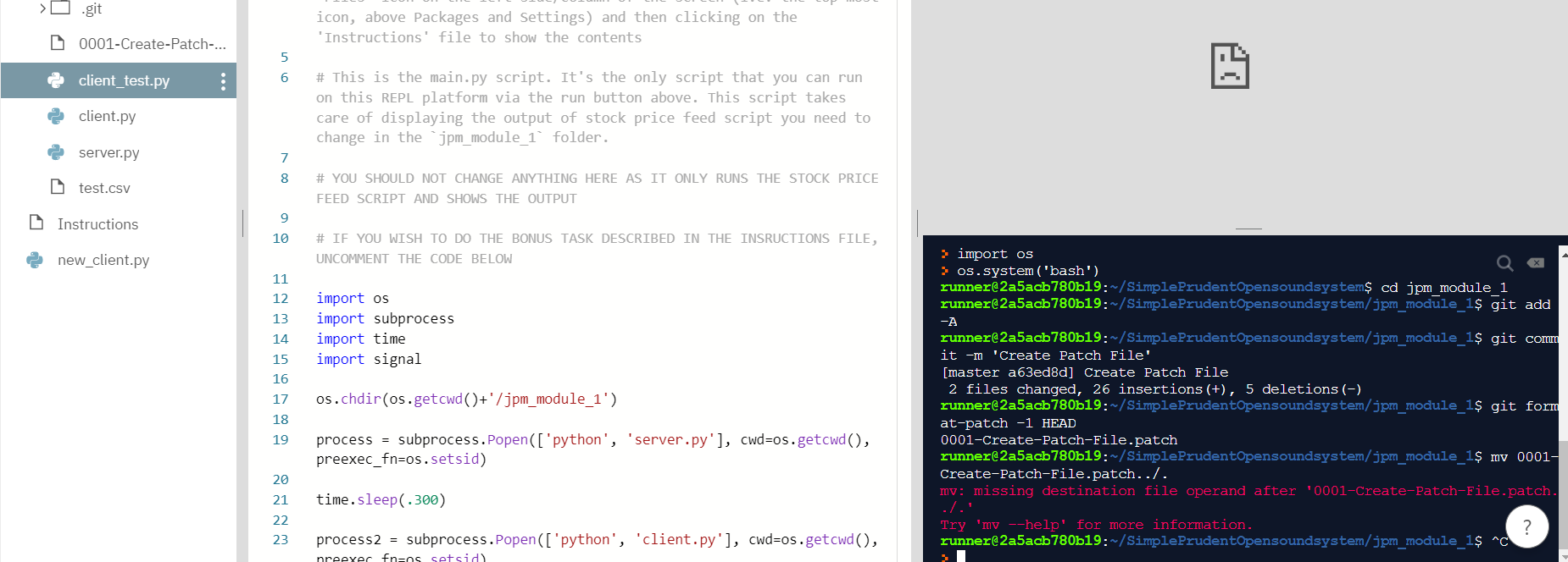 Although Patch File Is Created I Am Getting An Error Mv Missing Destination File Operand After
