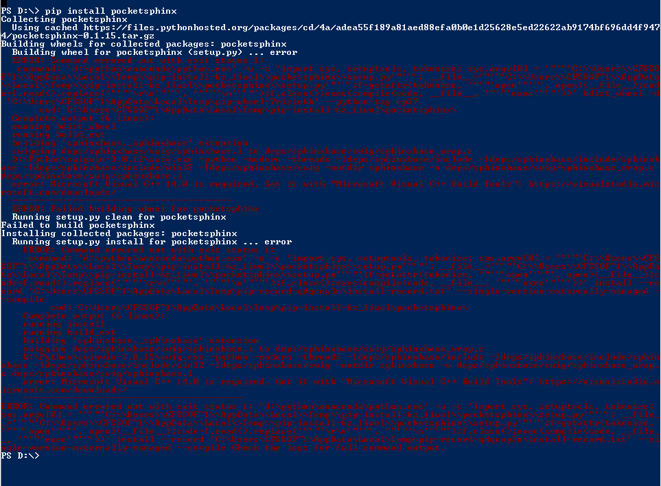 pocketsphix installation error on windows · Issue #295 · deanmalmgren/textract · GitHub