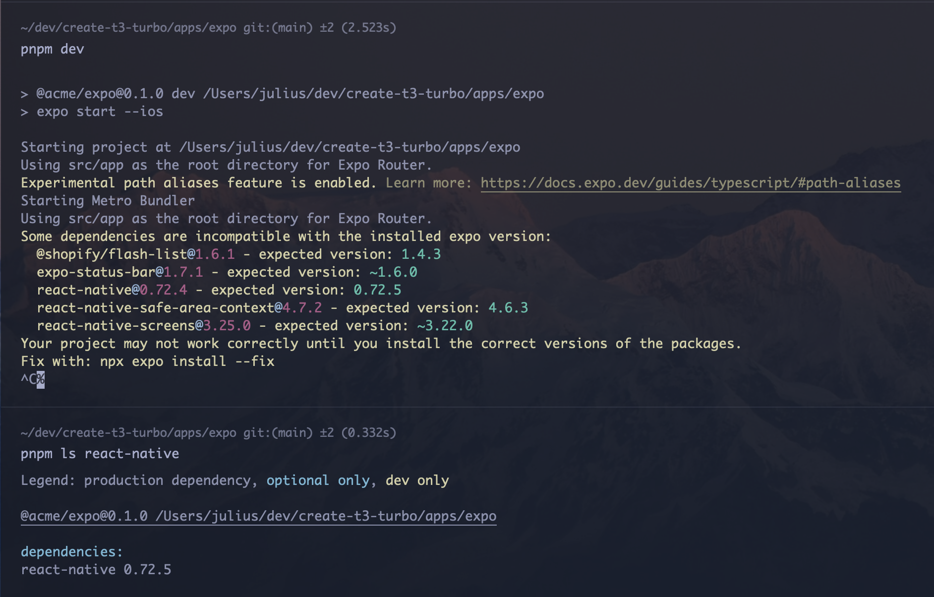 expo wrongly reports incompatible dependencies · Issue #24765 · expo ...